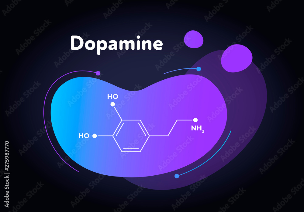 Vector hormones fluid modern banner. Dopamine structure in liquid ...
