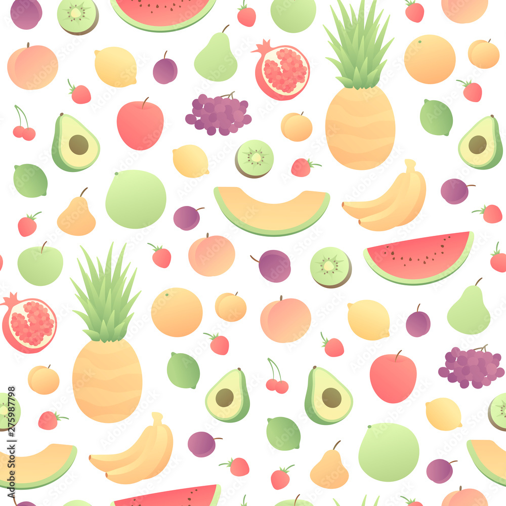 Vector modern simple fruit seamless pattern. Irregular composition of ...