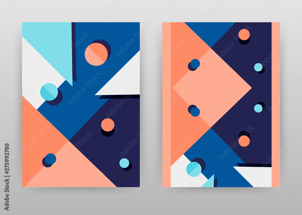 Blue red geometric round triangle design for annual report, brochure ...