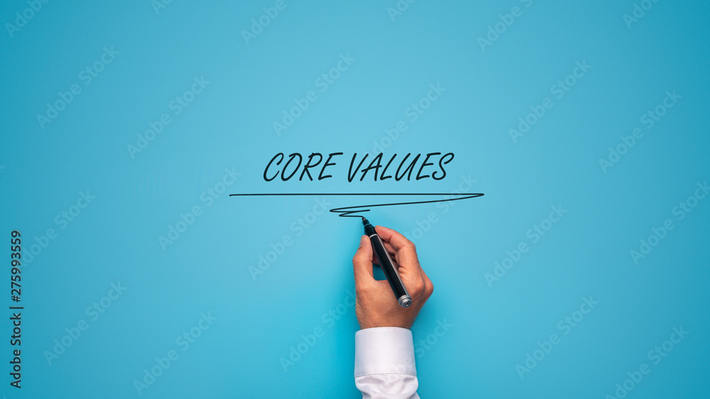 Core values sign over blue background Stock Photo | Adobe Stock