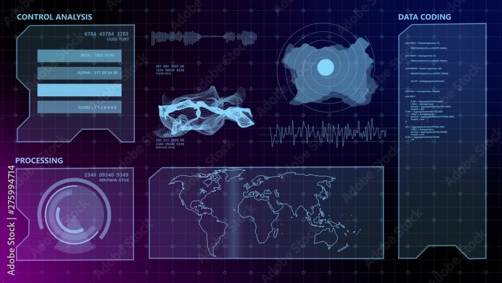 HUD digital computer screen monitor display dashboard background. Smart ...