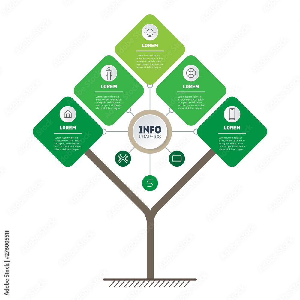 Infographic of technology or education process with 5 points. Template ...