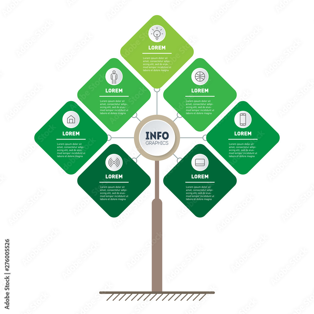 Infographic of green technology or education process with 7 points ...
