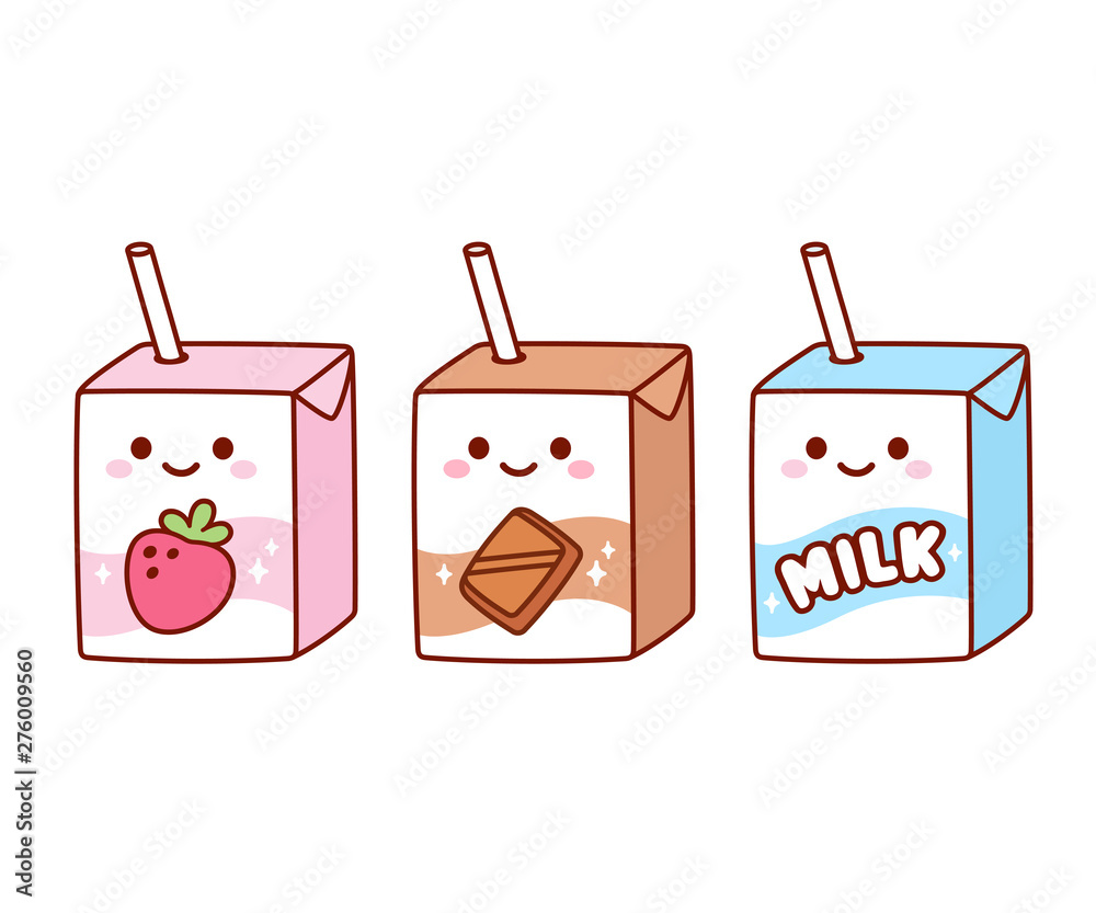 Cute cartoon milk box set Stock Vector | Adobe Stock