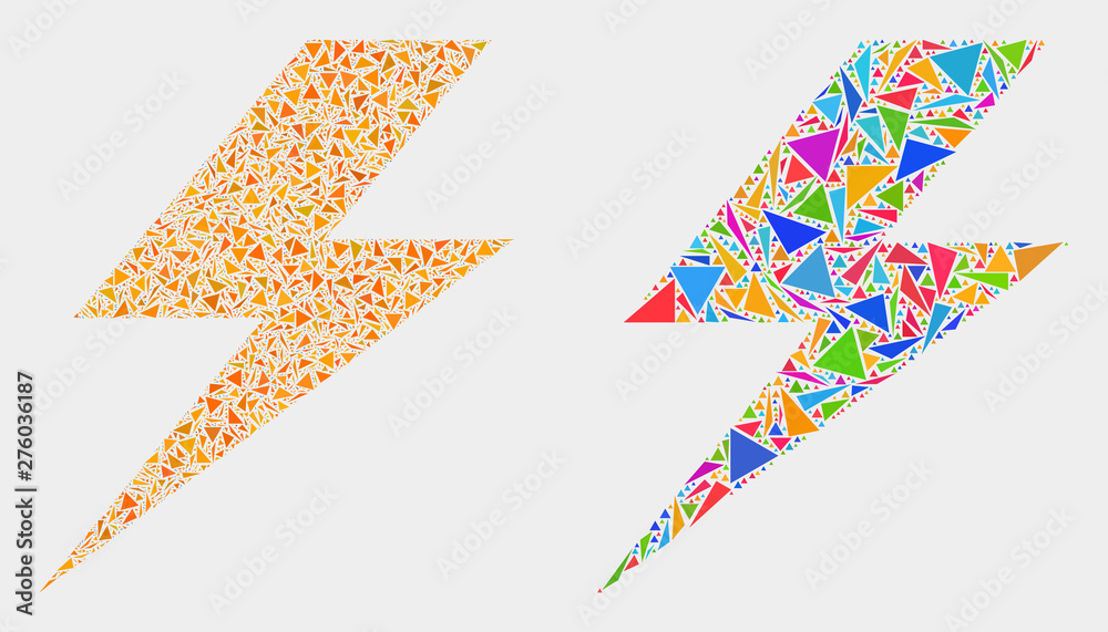 Flash mosaic icon of triangle items which have different sizes and ...