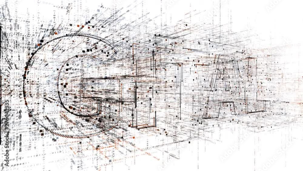 4k digital animated word tag cloud;text design animation.The Matrix style binary computer code ...