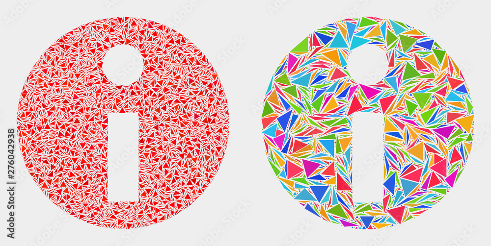 Information mosaic icon of triangle items which have variable sizes and ...