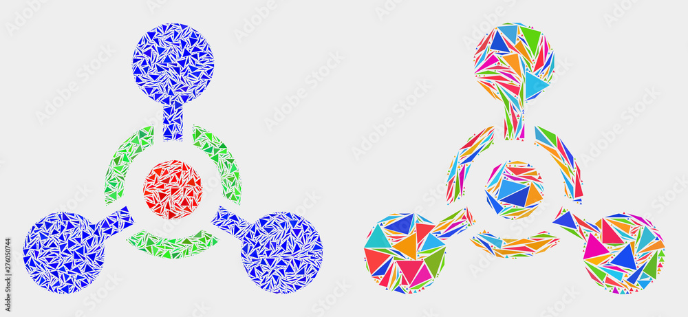 Toxic Nerve agent collage icon of triangle items which have variable ...