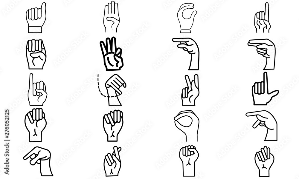 Hand Drawn Sketch of Finger Spelling The Alphabet in American Sign ...