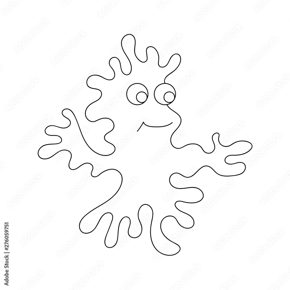 Cute cartoon little monster, Ghost . Black and white vector ...