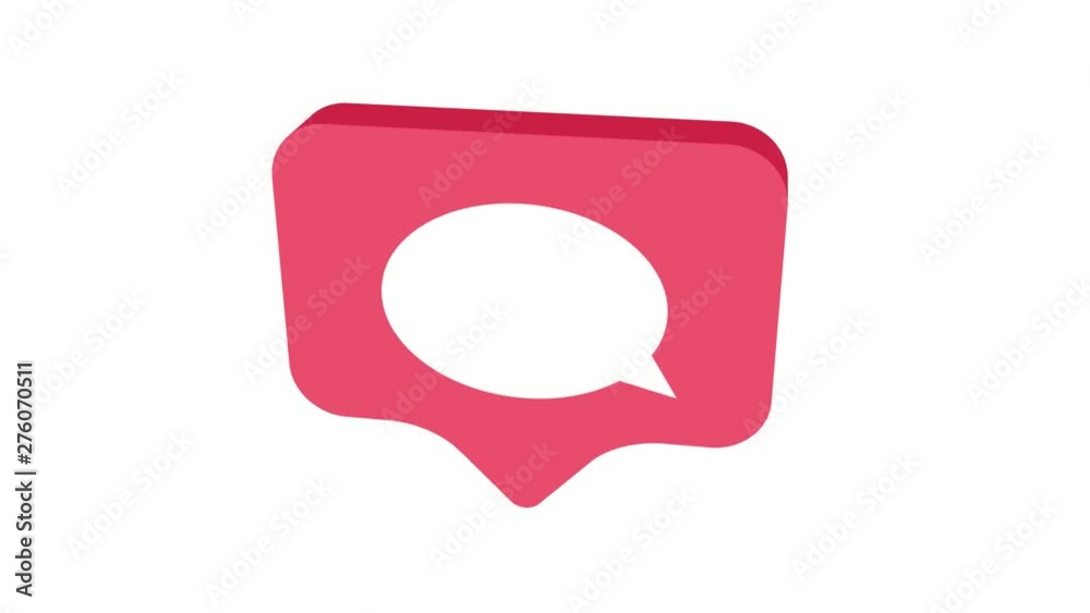 4k Rotating Comment and Follower isometric pink icon, 3d animation on a ...