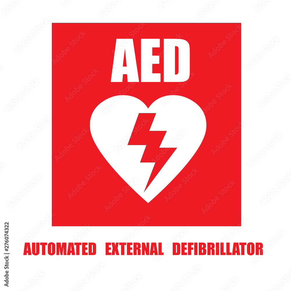 AED,automated external defibrillator / aed sign with heart and ...