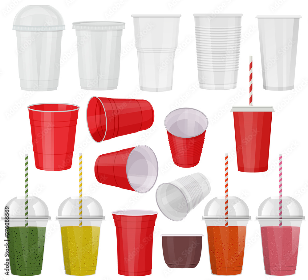 Plastic glass vector empty plastic-cup or blank coffee-cup mockup ...