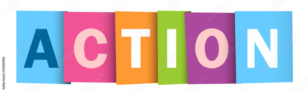 ACTION colorful vector typography banner Stock Vector | Adobe Stock