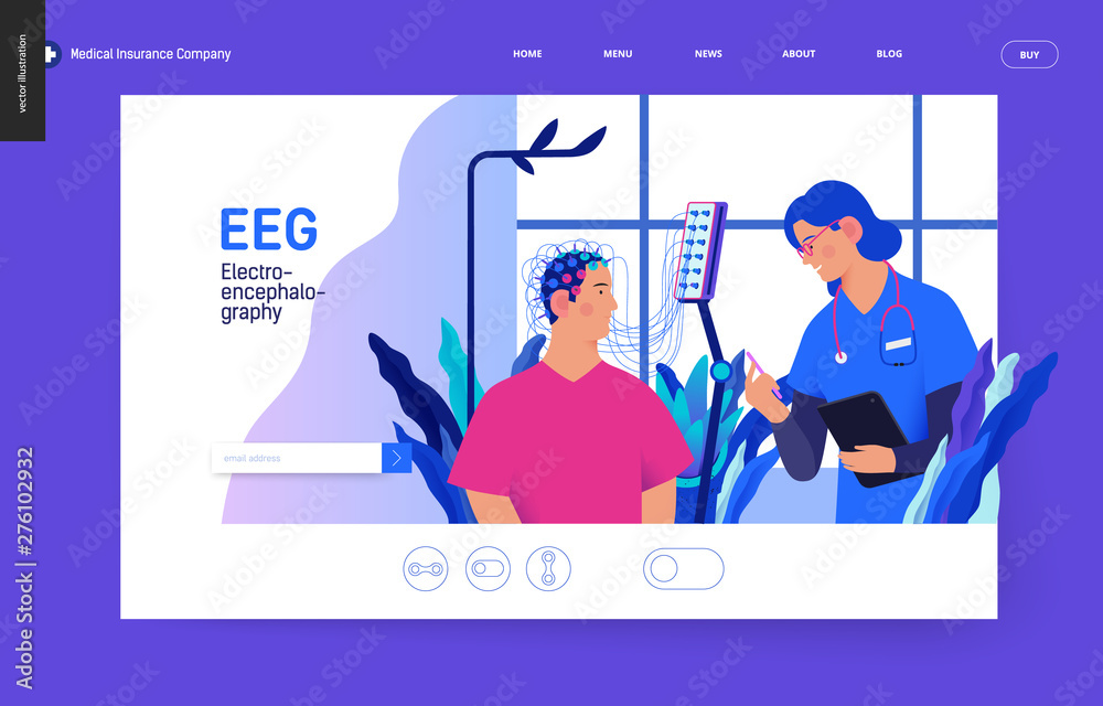 Medical tests template Blue - EEG - electroencephalography - modern ...