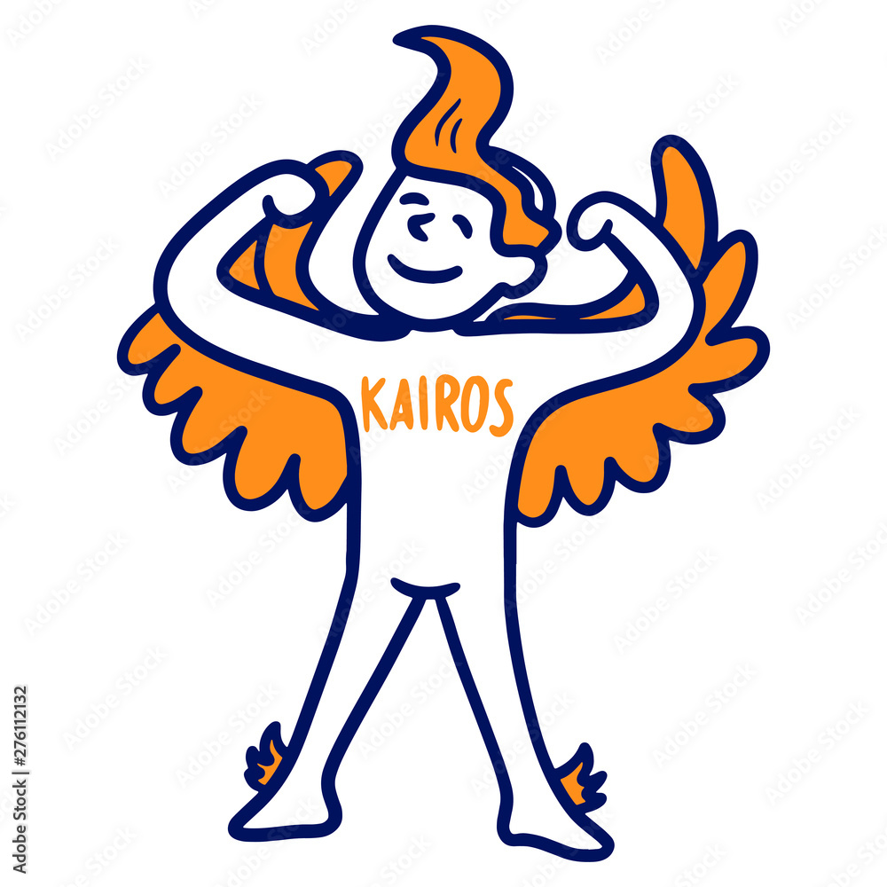 hand-drawn vector superhero angel. kairos is the greek god of fortune ...