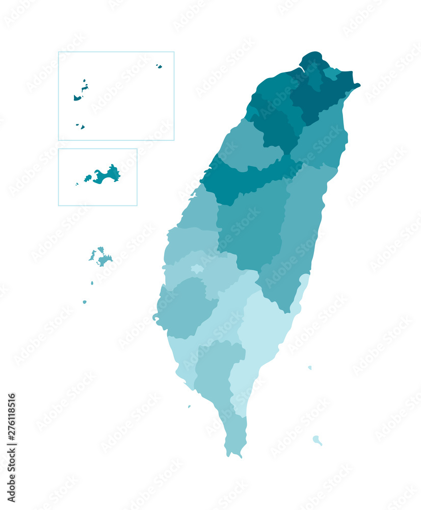 Vector isolated illustration of simplified administrative map of Taiwan ...