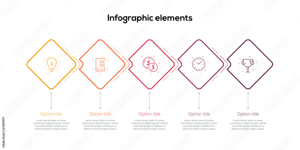 Stockvector Business process chart infographics with 5 step rhombs ...