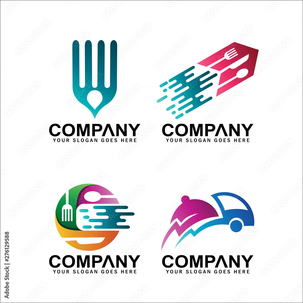 Fast food delivery vector logo, culinary symbol collection, fast food ...