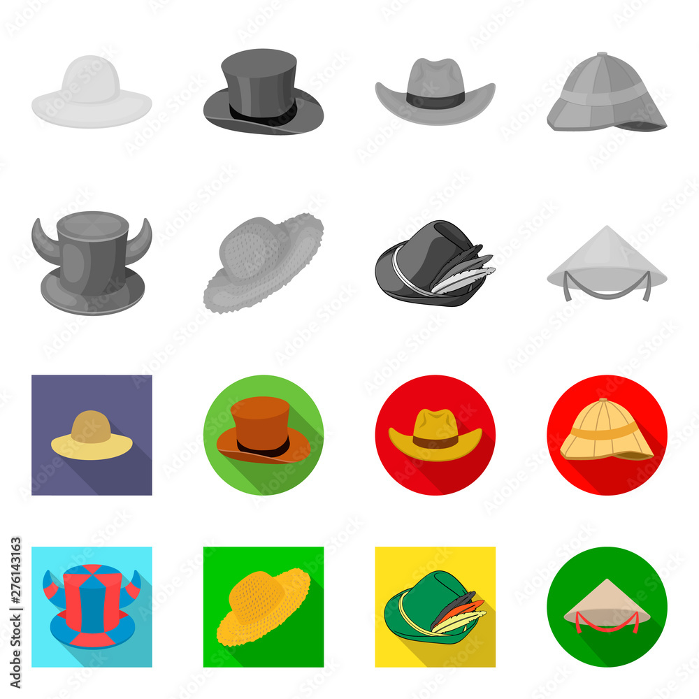 Vector illustration of hat and cap icon. Collection of hat and model ...