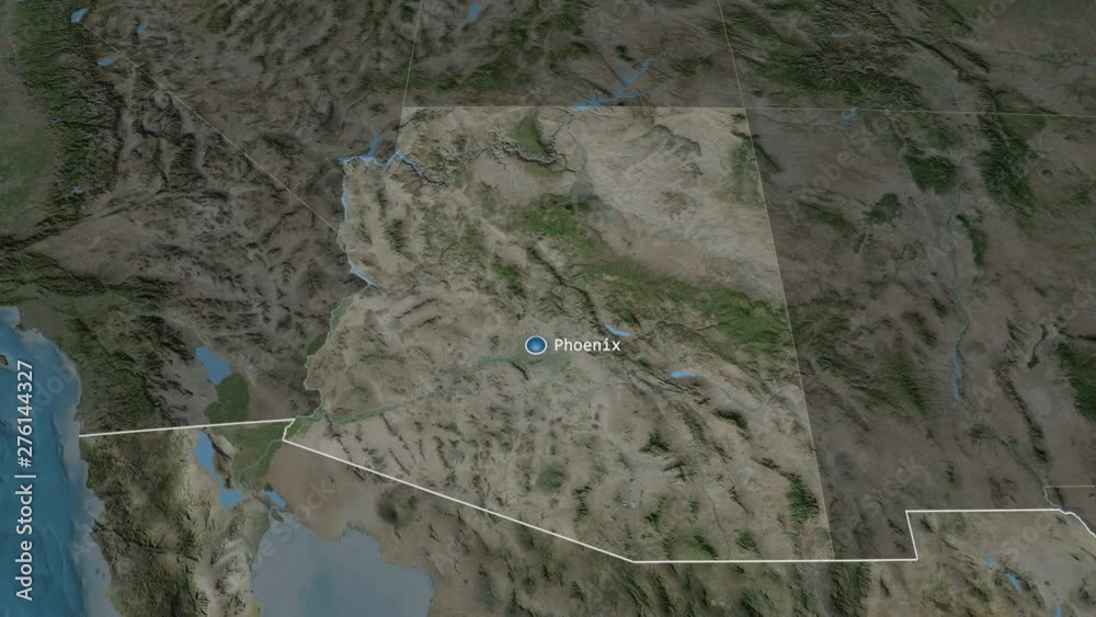 Arizona - state of the United States zoomed on the satellite map of the ...