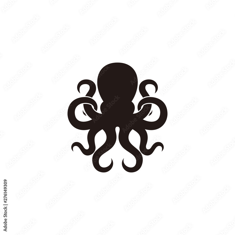 black octopus logo. kraken, tentacle, logo, aquatic, ocean, seafood ...