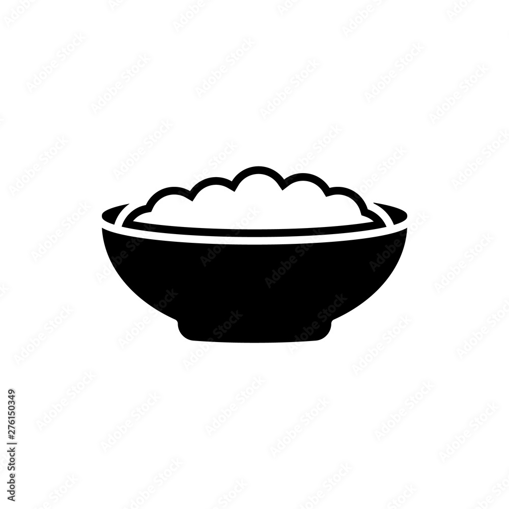 Corn flakes black icon on white background. Breakfast illustration ...