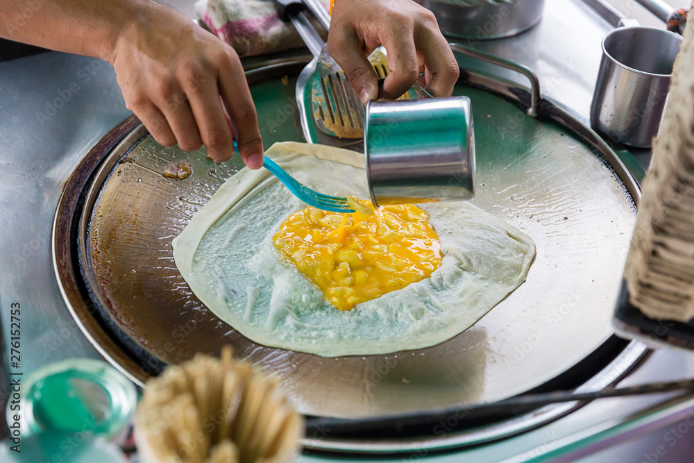 Roti Making, roti thresh flour by roti maker with oil. Indian ...