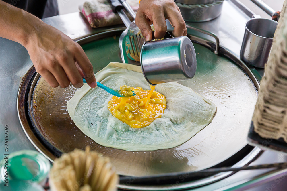 Roti Making, roti thresh flour by roti maker with oil. Indian ...