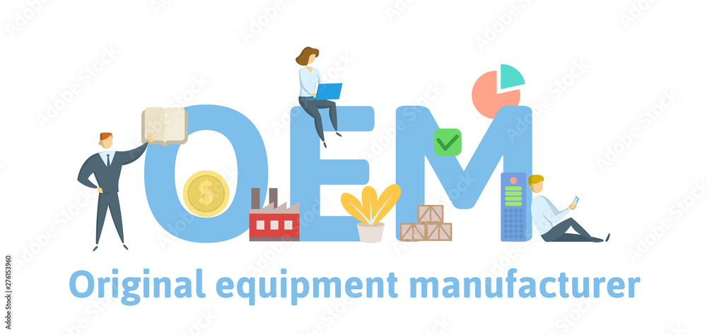 OEM, Original Equipment Manufacturing. Concept with keywords, letters ...