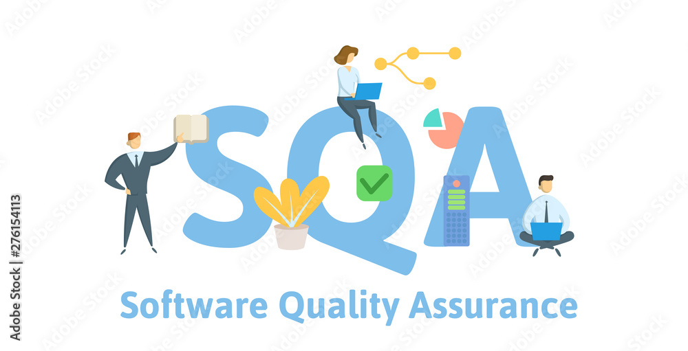 SQA, Software Quality Assurance. Concept with keywords, letters and ...