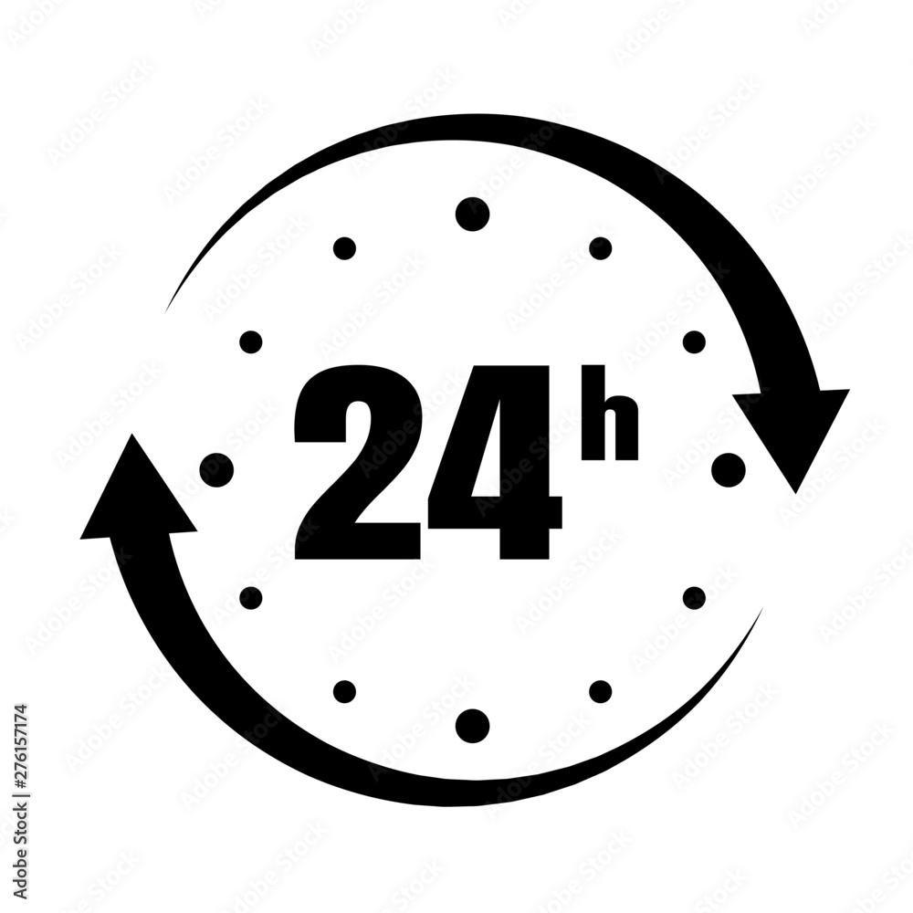 Loop arrow icon symbol Open 24 hours. Stock Vector | Adobe Stock