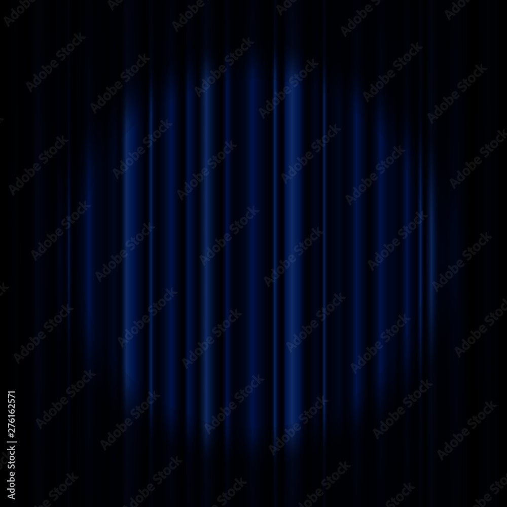 Blue stage curtain realistic vector illustration for theater or opera ...