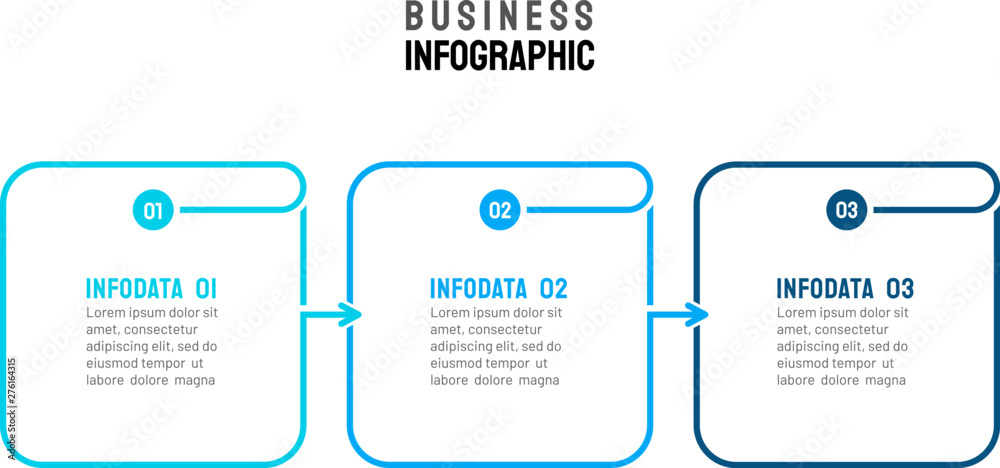 Business process step design template. Timeline infographic with 3 ...