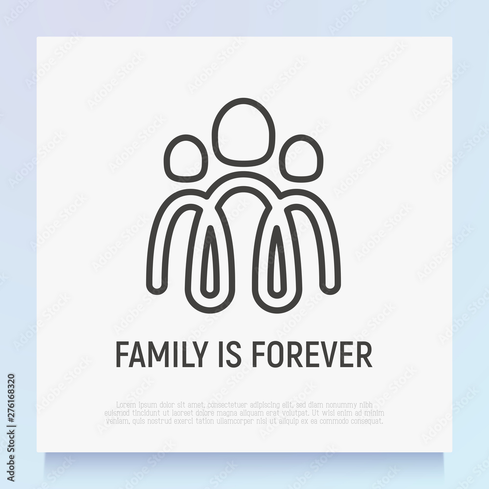 Family is forever: two parents and child symbol. Adoption, parenting ...