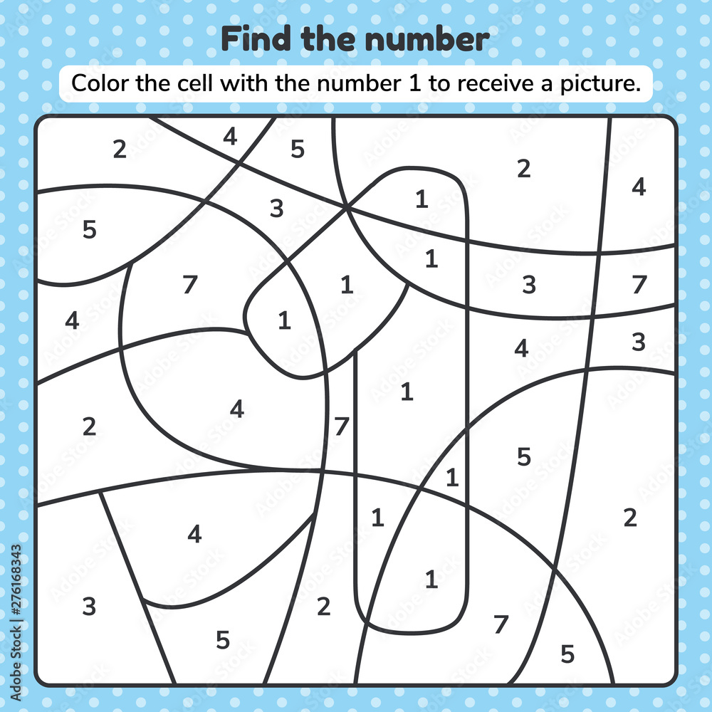 Vector illustration. Coloring book number for kids. Worksheet for ...