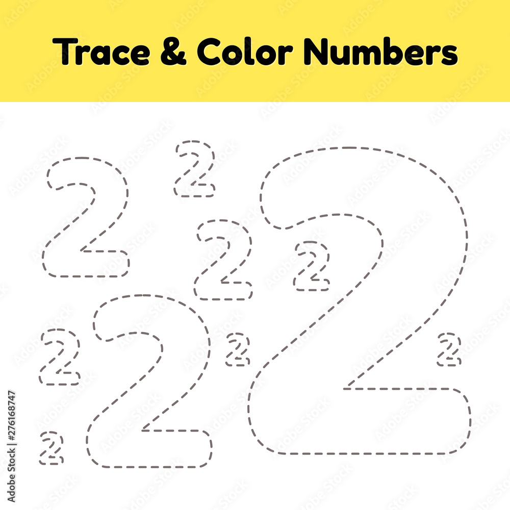 Trace line number for kindergarten and preshool kids. Write and color a ...