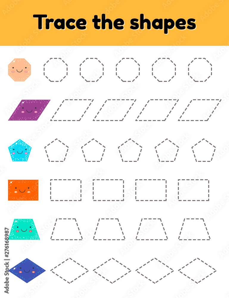 vector illustration. Educational tracing worksheet for kids ...