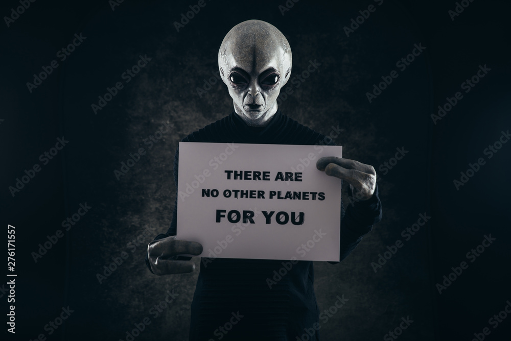 Alien creature has a message for humans. Grey kind humanoid from an ...