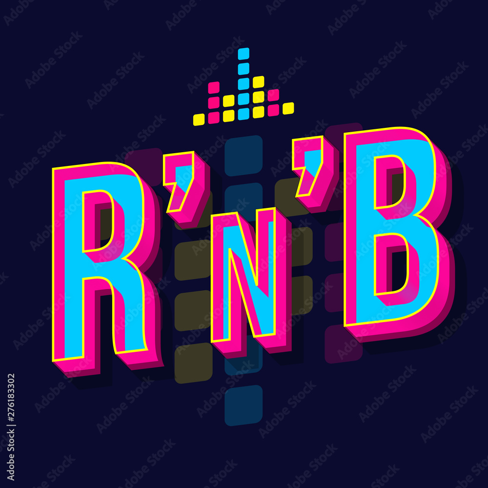 Vecteur Stock RnB vintage 3d vector lettering. Retro bold font ...