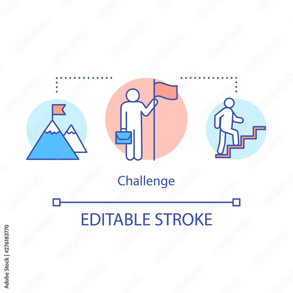 Challenge idea thin line illustration. Ambition, motivation. Climbing ...