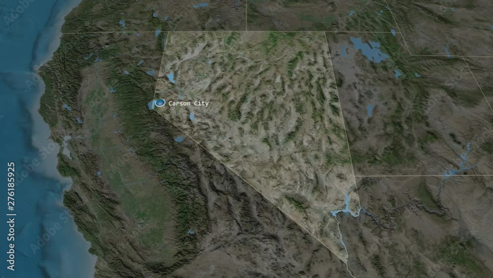 Nevada - state of the United States zoomed on the satellite map of the ...