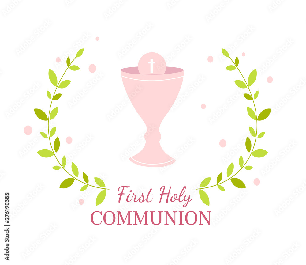 First holy communion greeting card design template Stock Vector | Adobe ...