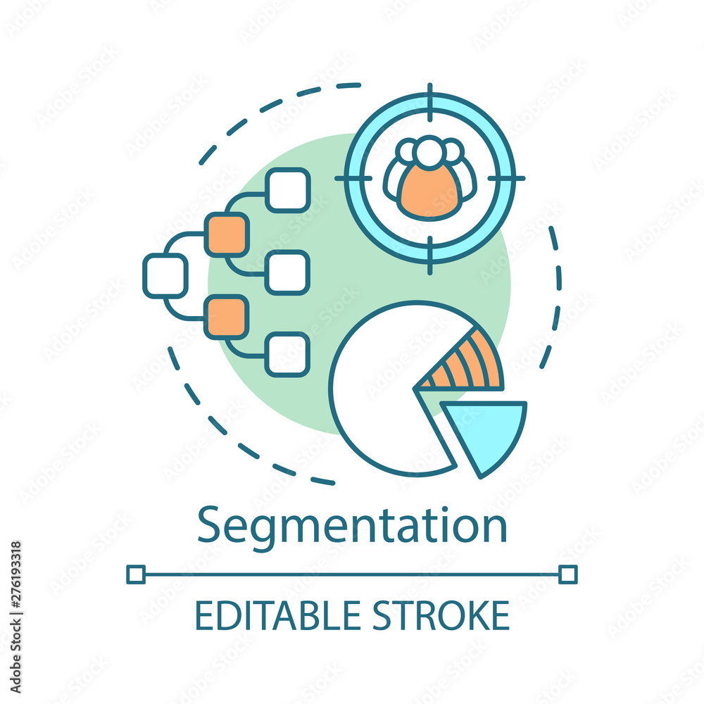 Segmentation concept icon. Marketing element, pie chart idea thin line ...