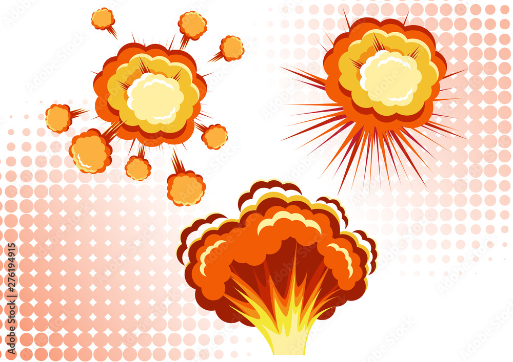 Cartoon vector bomb explosion with smoke. Cartoon style effect boom ...