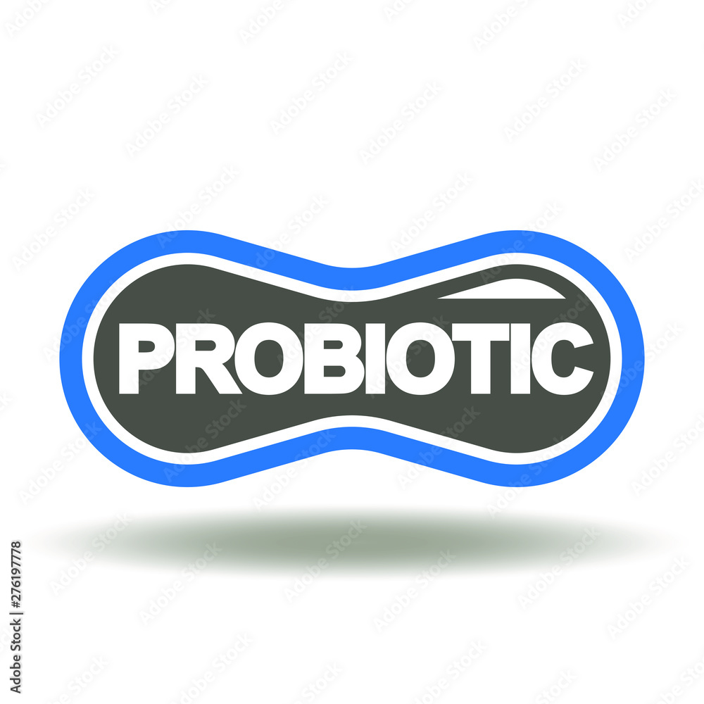 Probiotic capsule icon vector. Probiotics pill pharmacy logo. Health ...