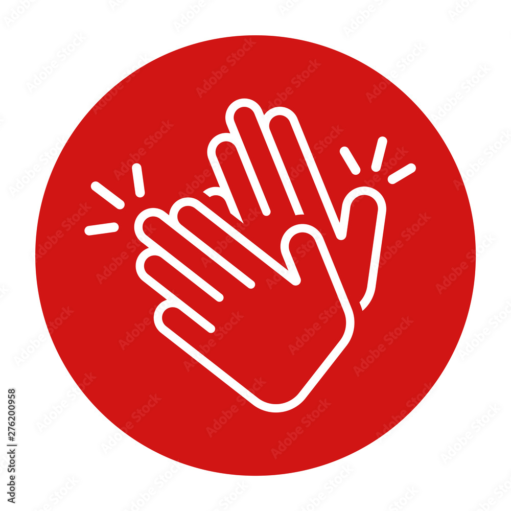 Hands clap icon flat red round button vector illustration Stock Vector ...