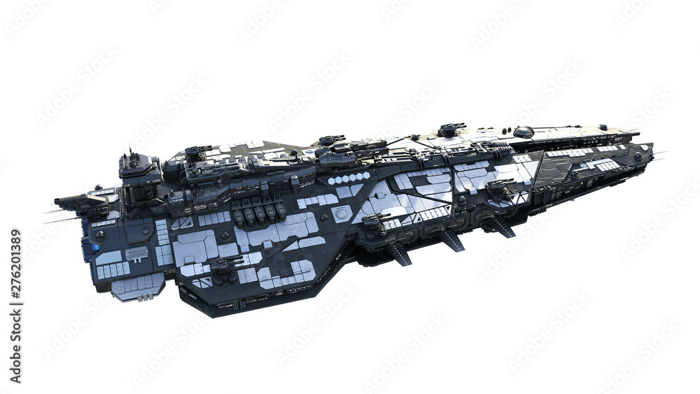 Alien spaceship flying, UFO spacecraft in flight isolated on white ...