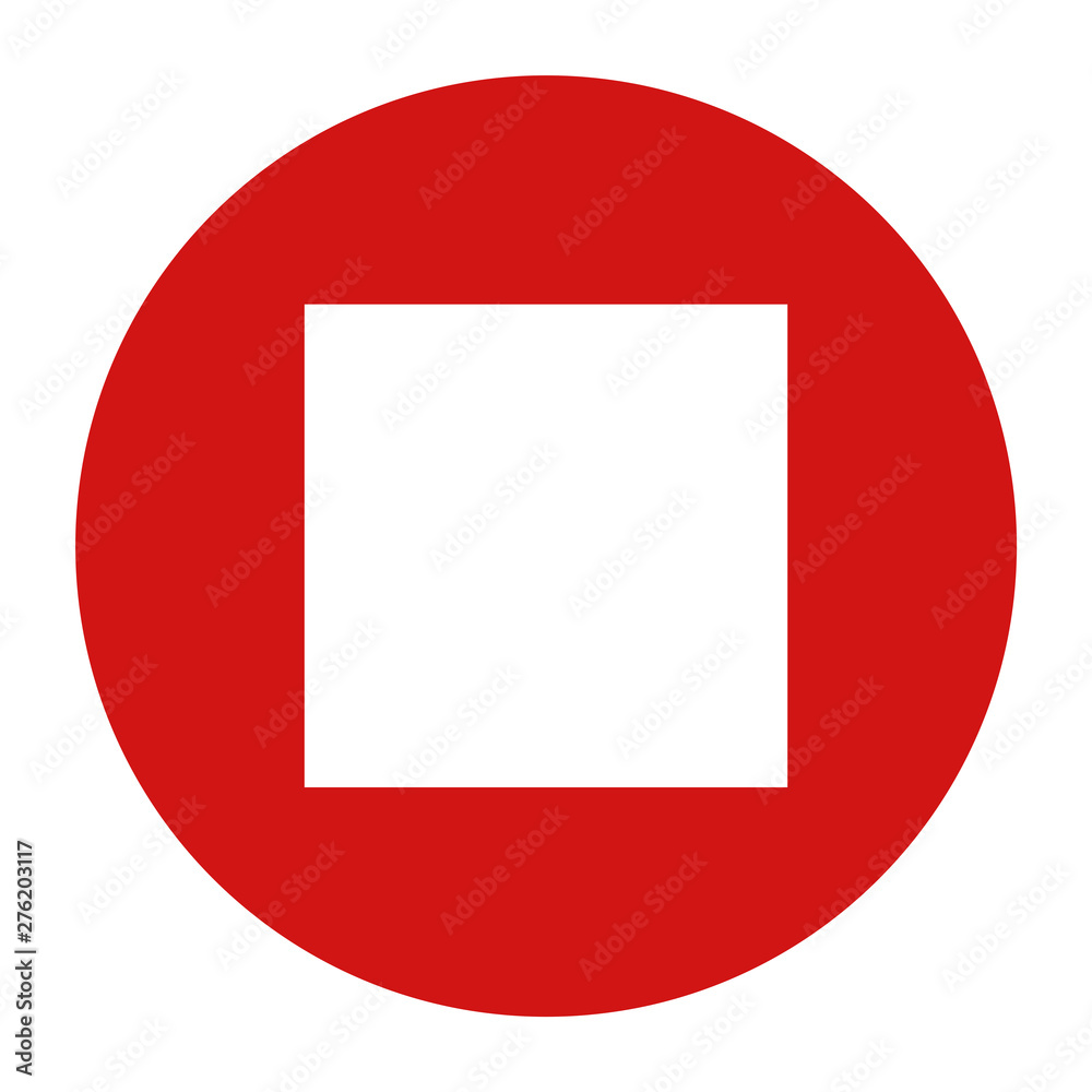 Stop play icon flat red round button vector illustration Stock Vector ...