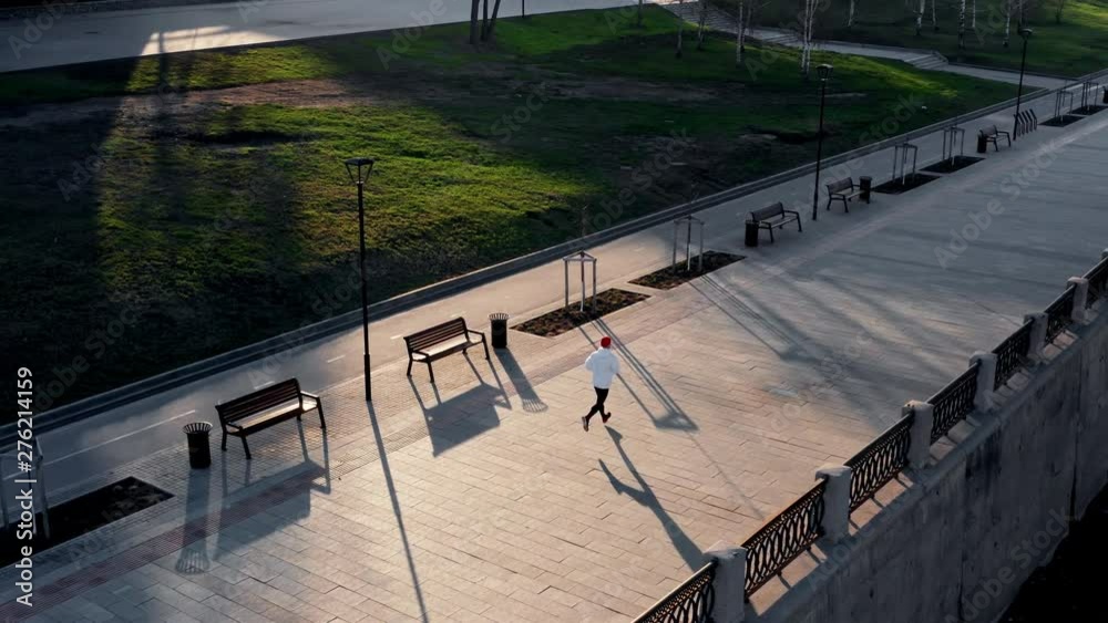 Running man sprinting for success on run. Top view athlete runner ...